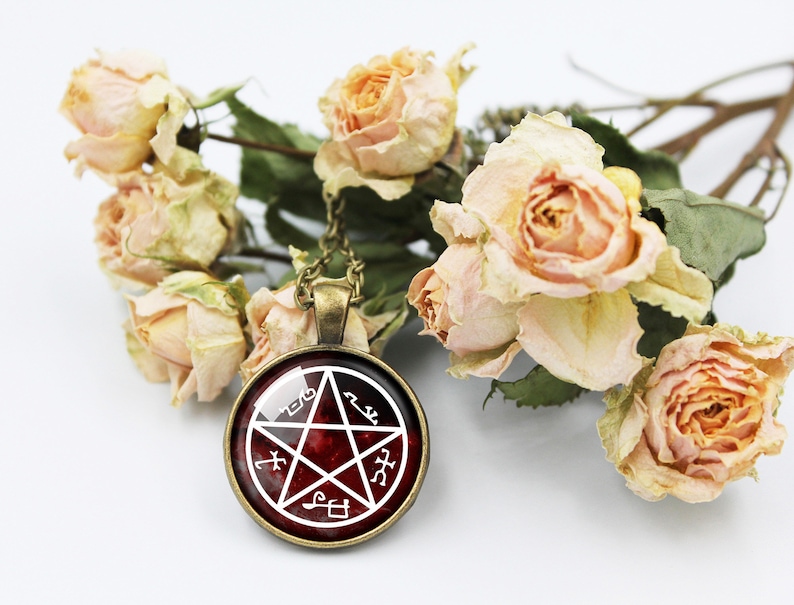 Devil Trap Symbol Pendant Necklace, Satanic Occult Amulet Pentagram ...