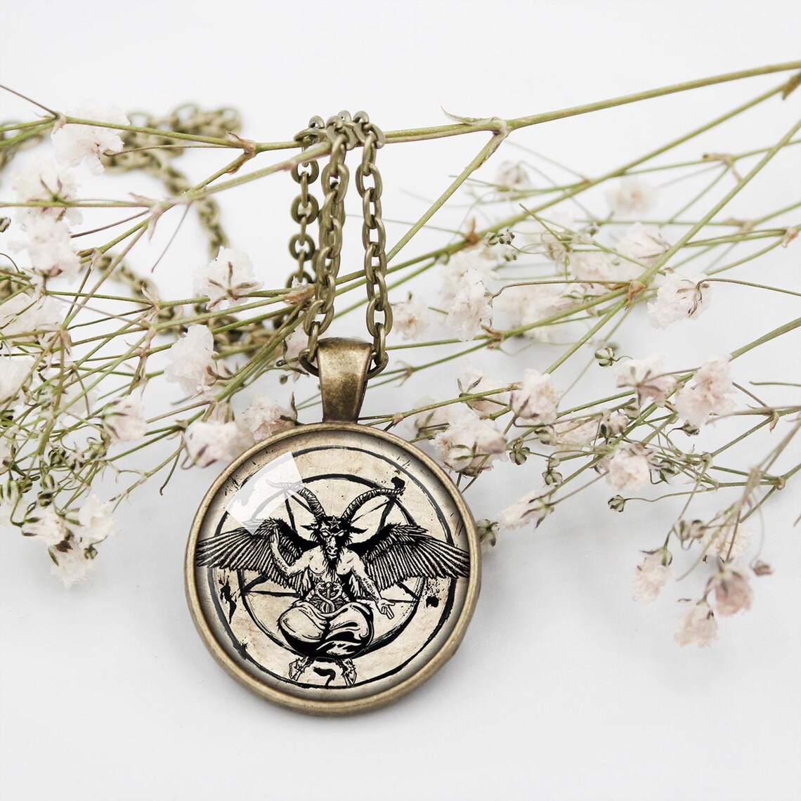 Baphomet Sigil Necklace, Satanic Pendant, Church of Satan 666, Occult ...