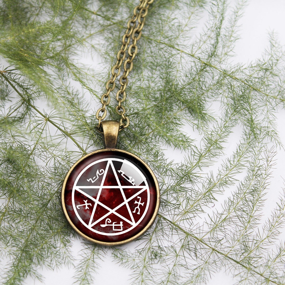 Devil Trap Symbol Pendant Necklace, Satanic Occult Amulet Pentagram ...