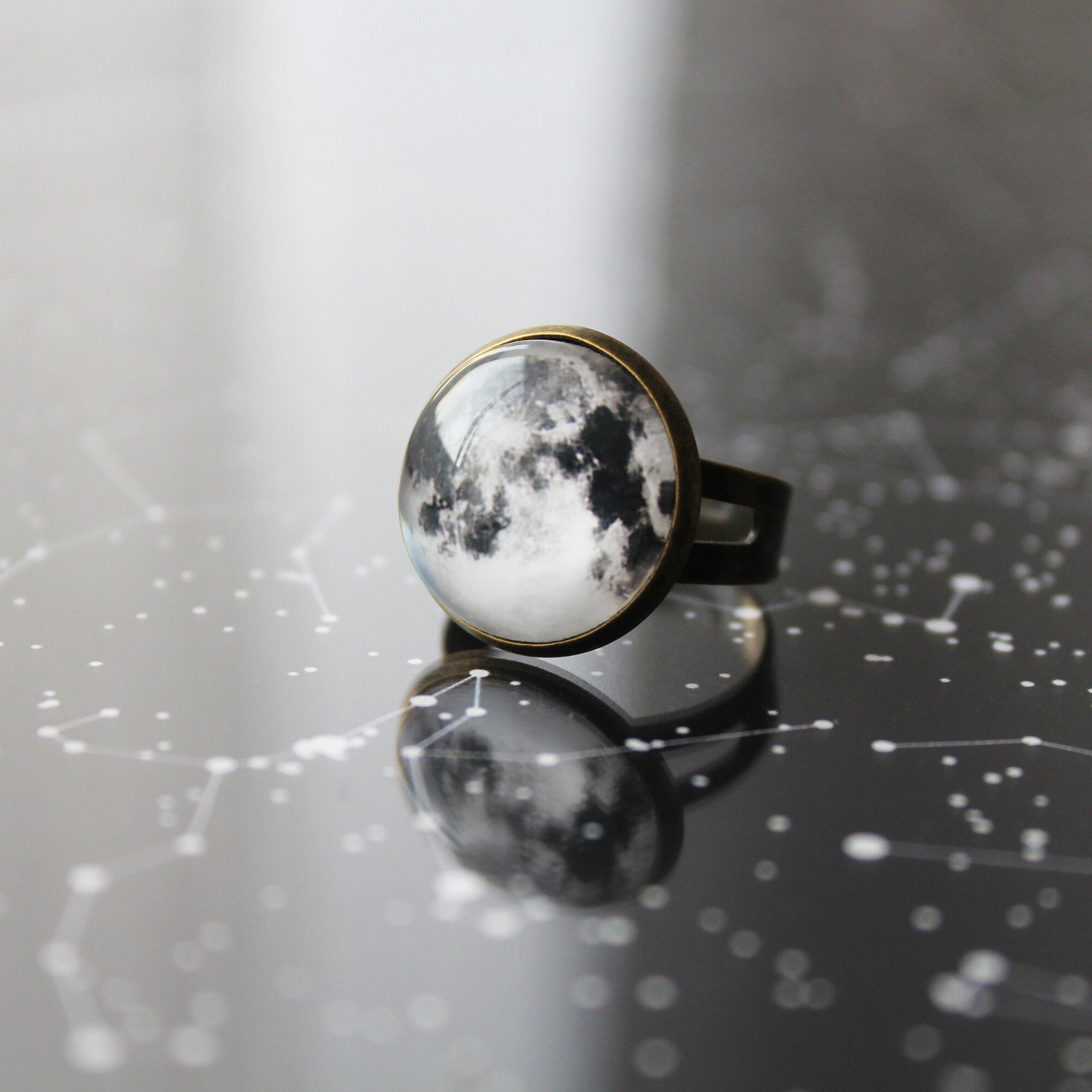 Full Moon Ring, Full Moon Adjustable Ring, Lunar Gift, Universe Gift ...