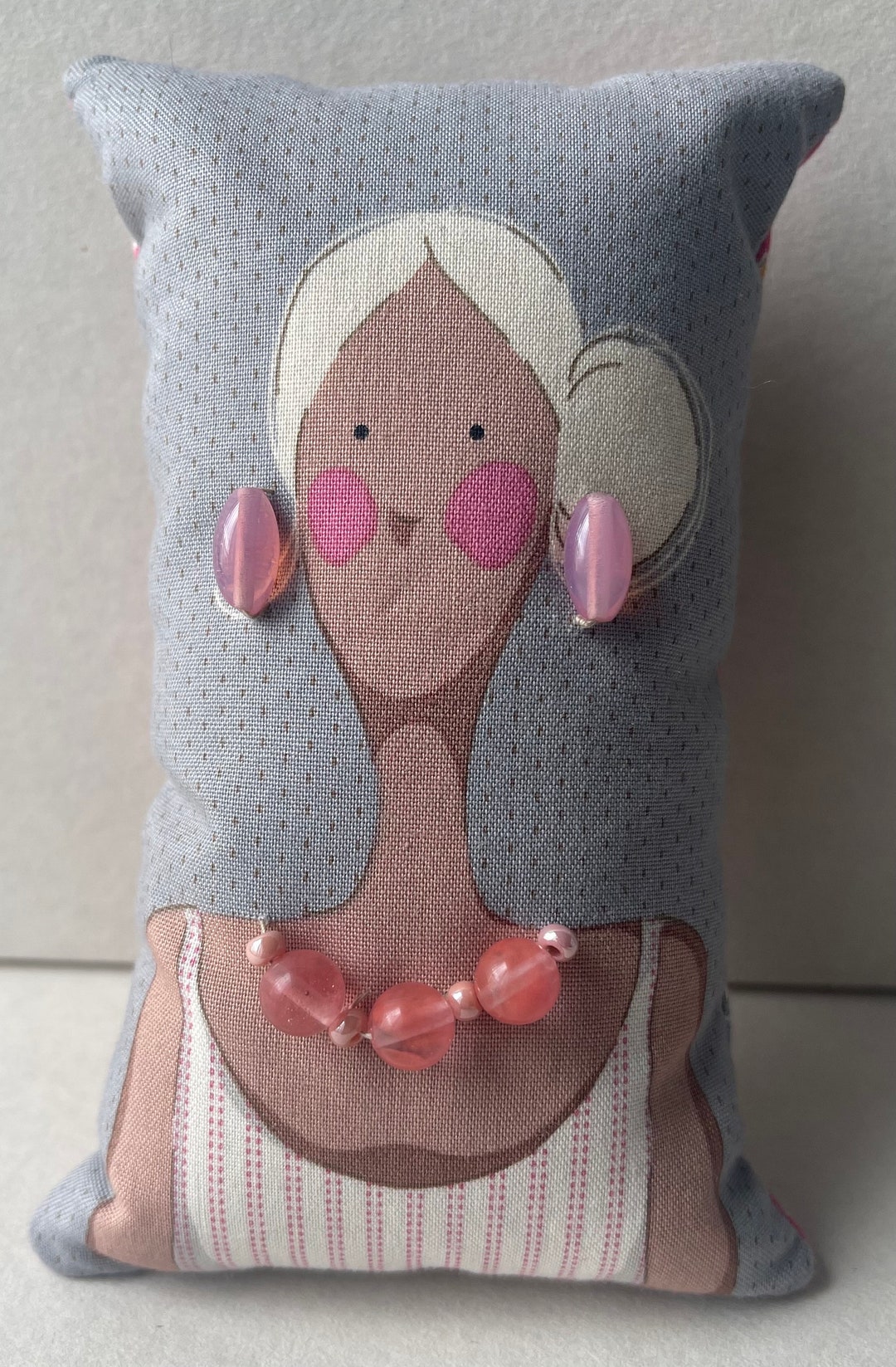 Handmade Pincushion Using Tilda Cotton Fabric. Trimmed With Beads and ...