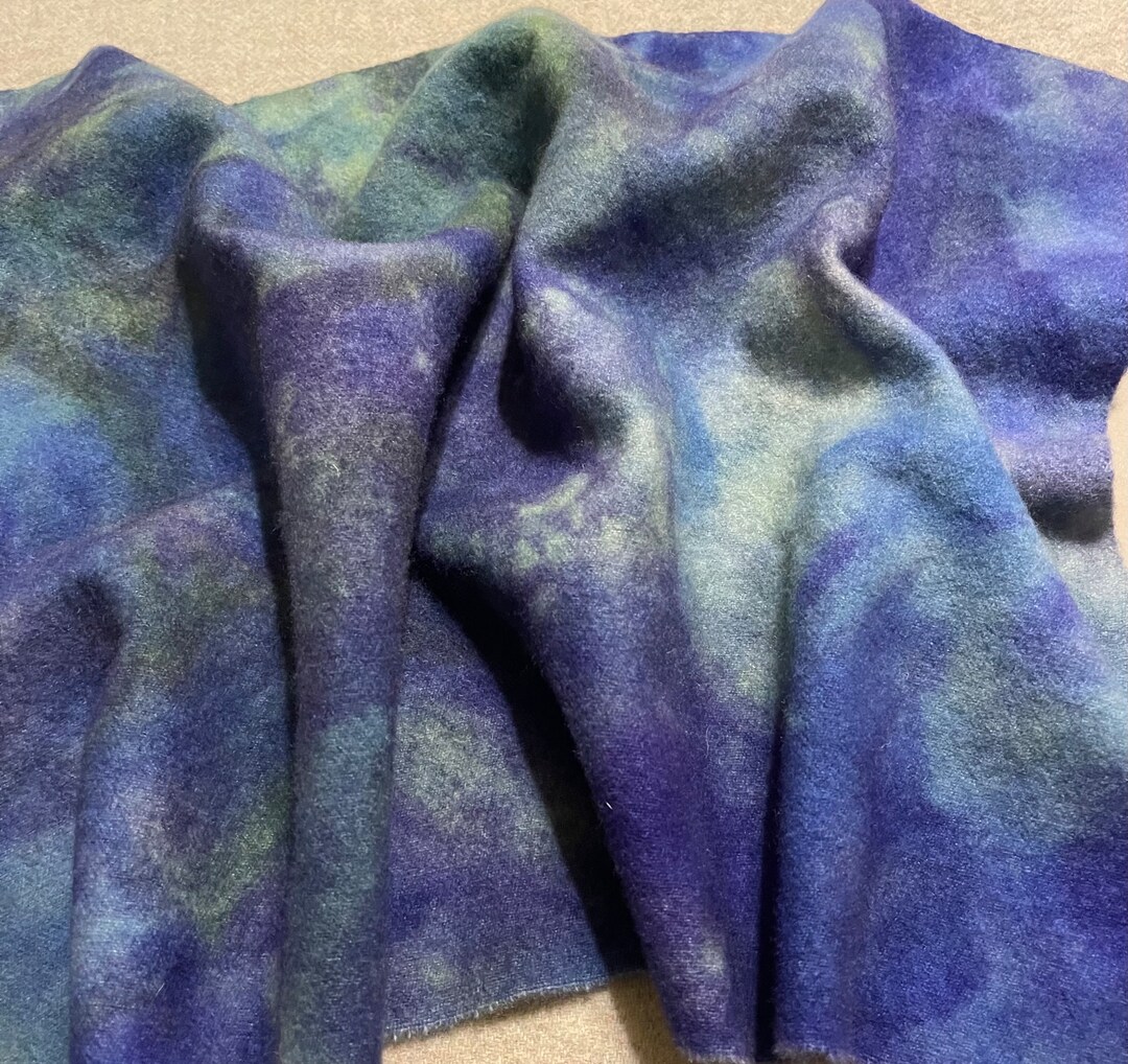 Blue Mottled Dyed Felted Wool Fat Quarter for Rug Hooking, Wool ...