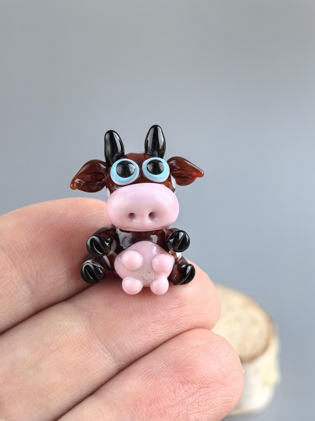 Tiny Glass Animals Cow Figurine Glass Cow Miniature Cow Figure Tiny Cow ...