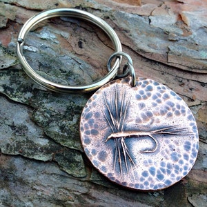 Copper Dry Fly Key Chain, Fly Fishing Key Ring, Gift for Fisherman ...