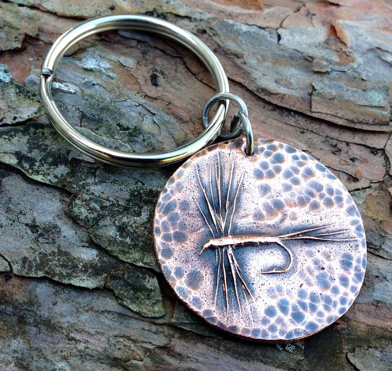 Copper Dry Fly Key Chain Fly Fishing Key Ring Trout Fishing | Etsy