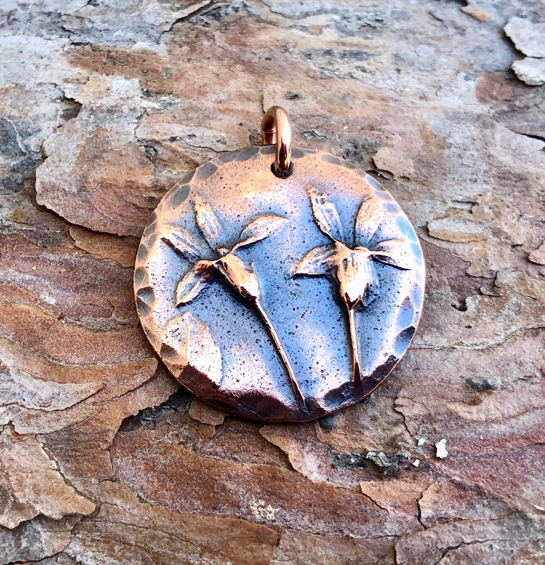 Copper Spring Flower Pendant, Wildflower Nature Jewelry