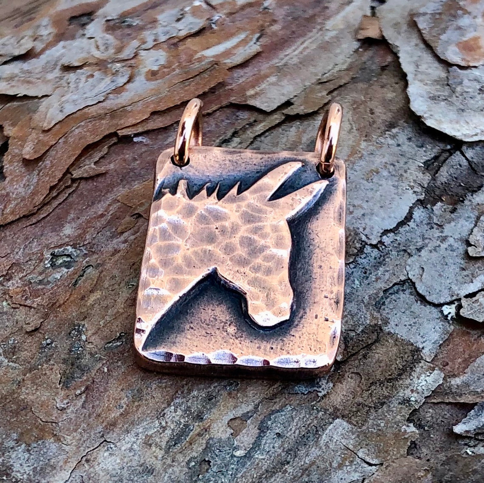 Copper Donkey Pendant Mini Donkey Jewelry Mule Silhouette | Etsy