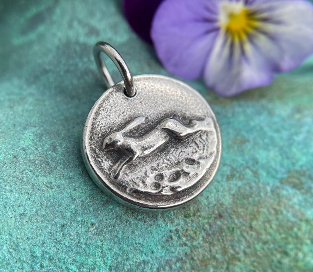 Rabbit Pendant, Bunny Charm, Rustic Handmade Jewelry, Hand Cast Pewter ...