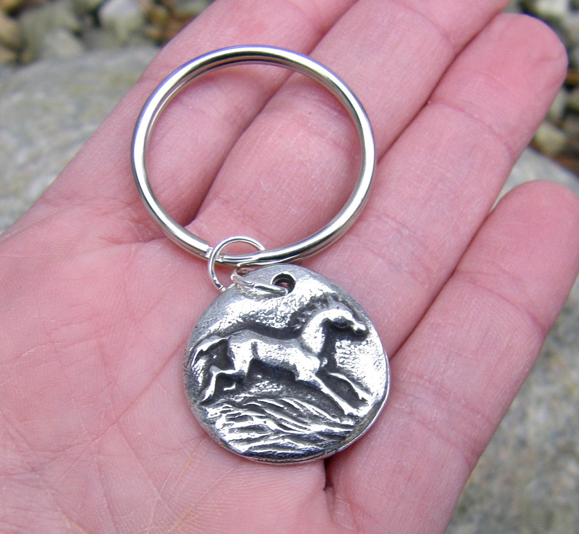 Happy Horse Keychain Running Horse Key Ring Rustic - Etsy