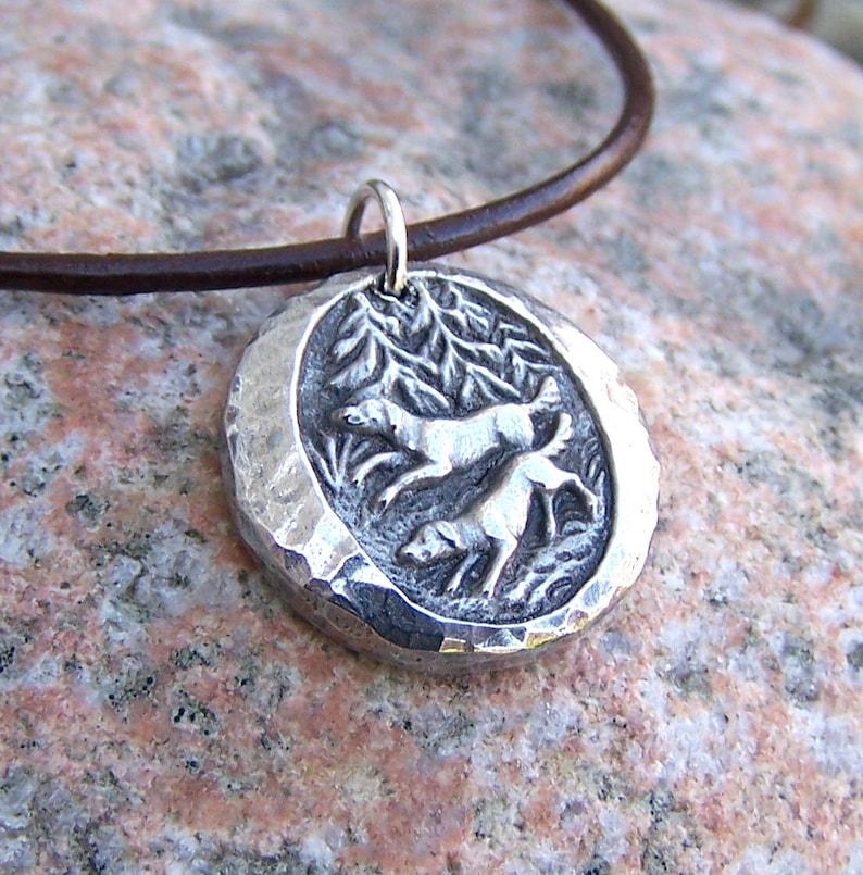 Two Dogs in the Woods Pendant Dog Necklace Rustic Jewelry | Etsy