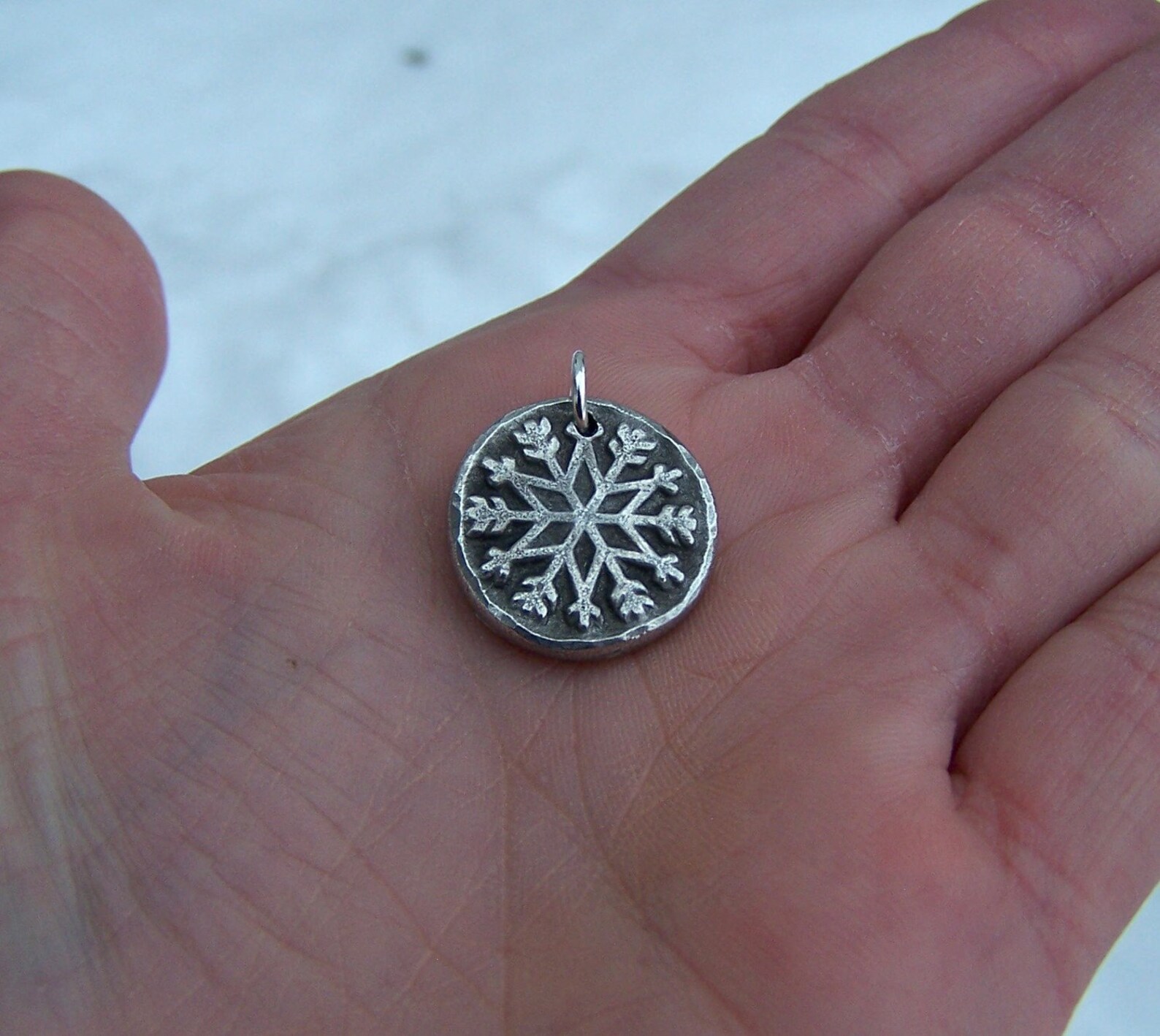 Snowflake Pendant Snowflake Charm Rustic Jewelry Winter - Etsy