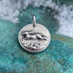Running Rabbit Pendant, Bunny Charm, Rustic Handmade Pewter Jewelry ...