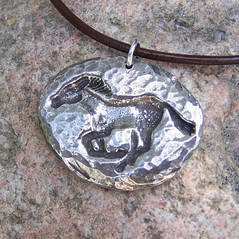 Running Horse Pendant, Mustang Necklace, Rustic Horse Jewelry, Hand ...