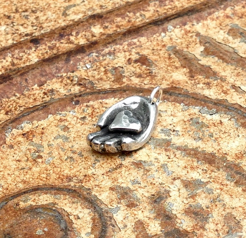 Hand Holding Heart Pendant Share Kindness Charm Hand Cast - Etsy