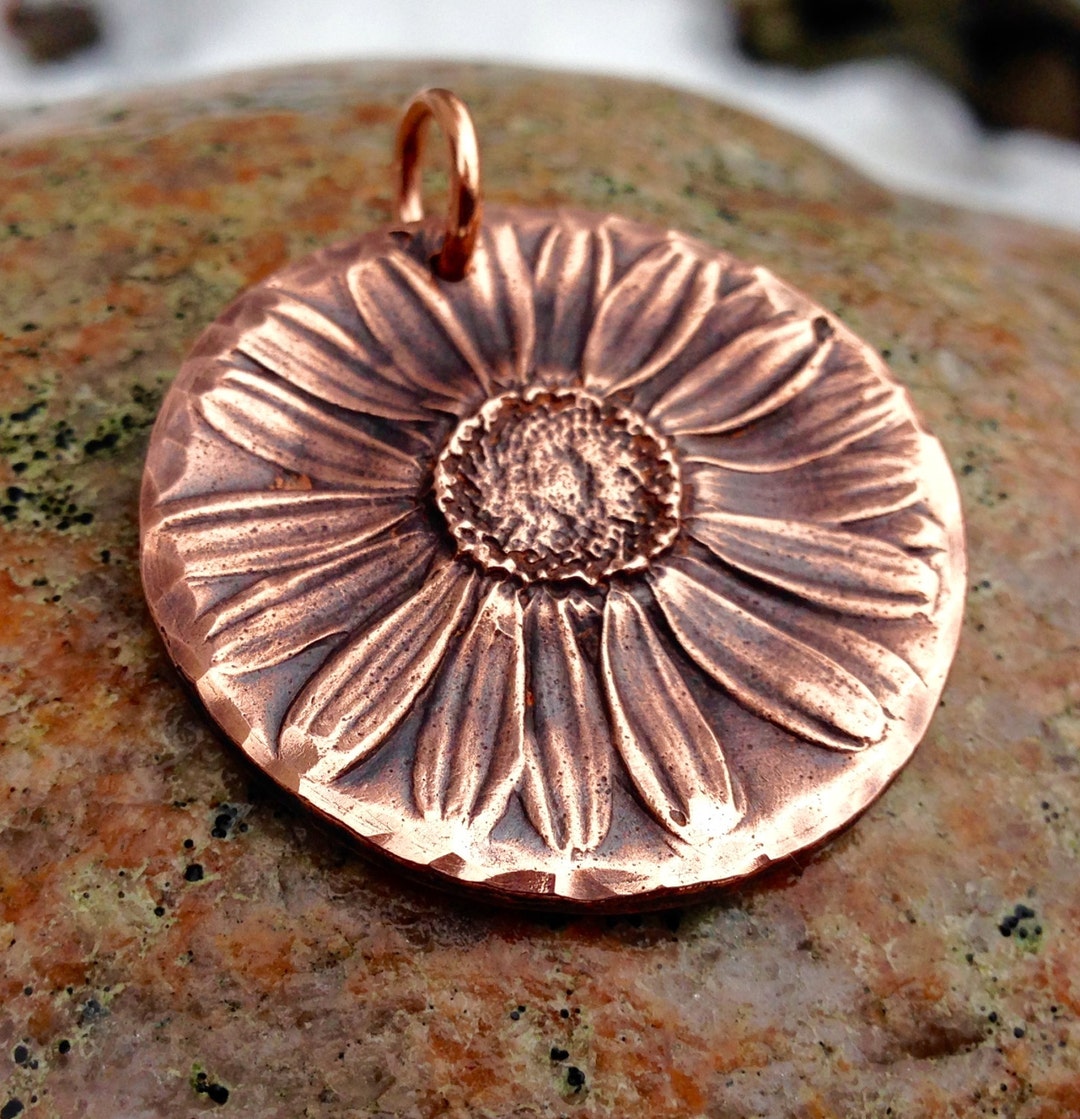 Copper Daisy Pendant, Wildflower Jewelry, Botanical Focal Pendant ...