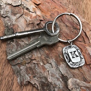 Western Monogram Keychain, Key Ring, Hand Cast Pewter, Hand Hammered ...