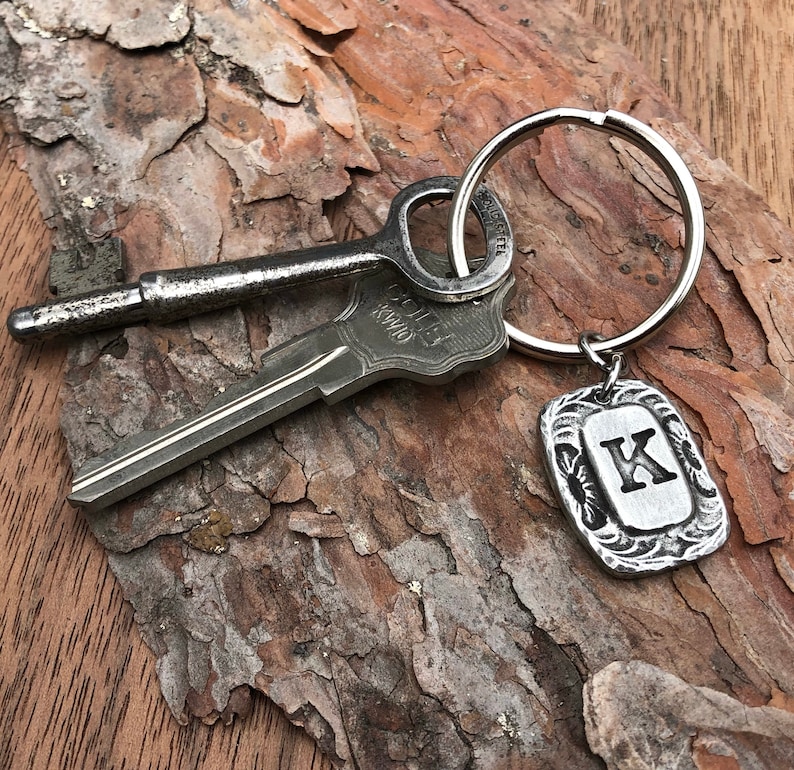 Western Monogram Keychain Key Ring Hand Cast Pewter Hand - Etsy