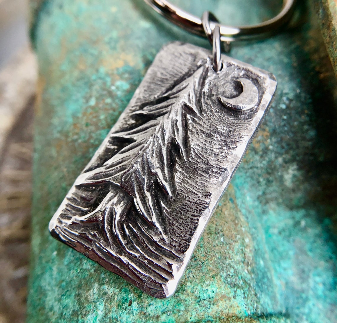 Pine Tree Keychain, Evergreen Forest Key Ring, Rustic Handmade Pewter ...