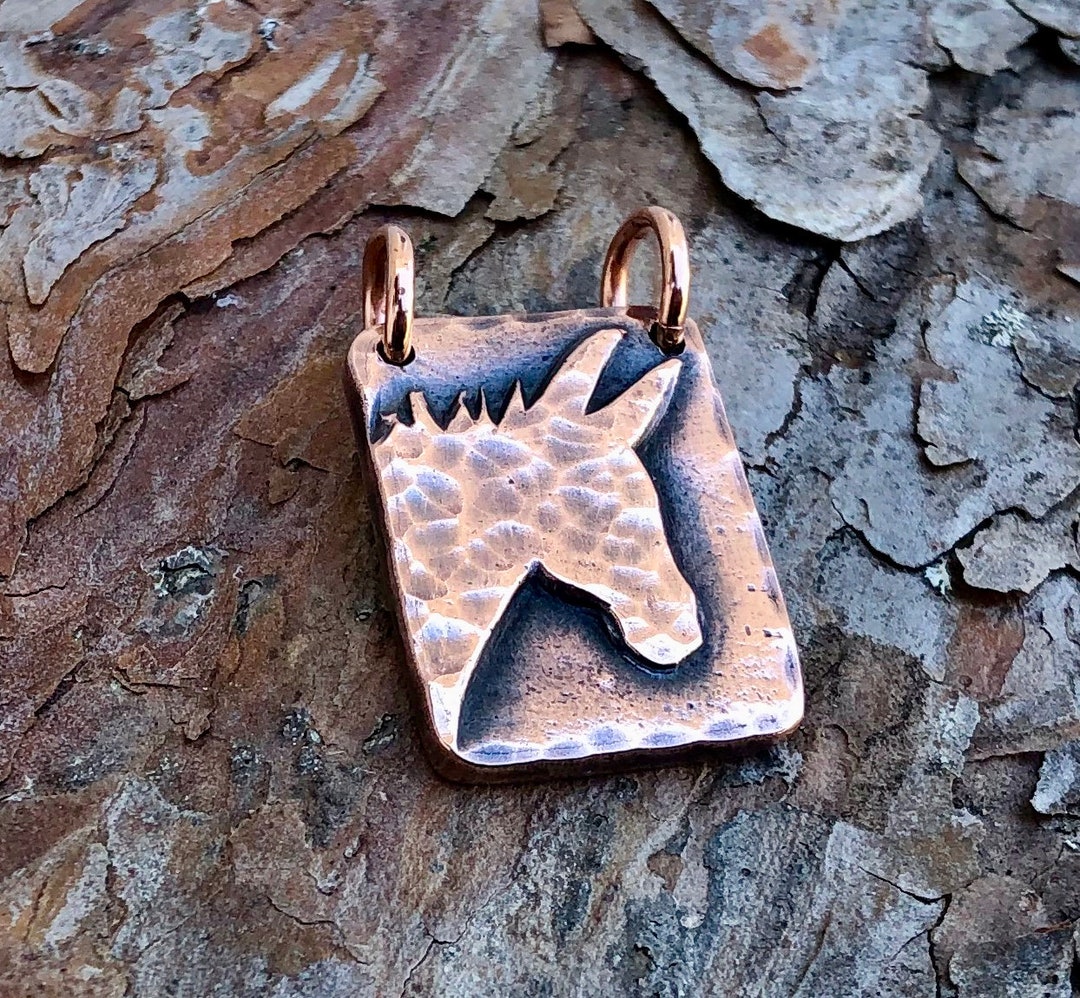 Copper Donkey Pendant, Mini Donkey Jewelry, Mule Silhouette, Rustic ...