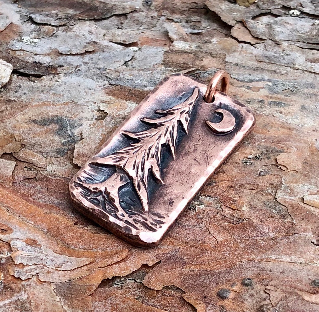 Copper Pine Tree Pendant, Rustic Handmade Jewelry, Outdoor Lover ...