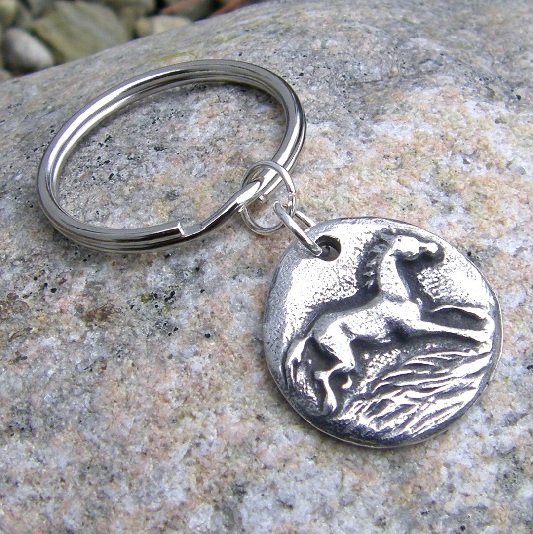Happy Horse Keychain, Running Horse Key Ring, Rustic Accessory ...