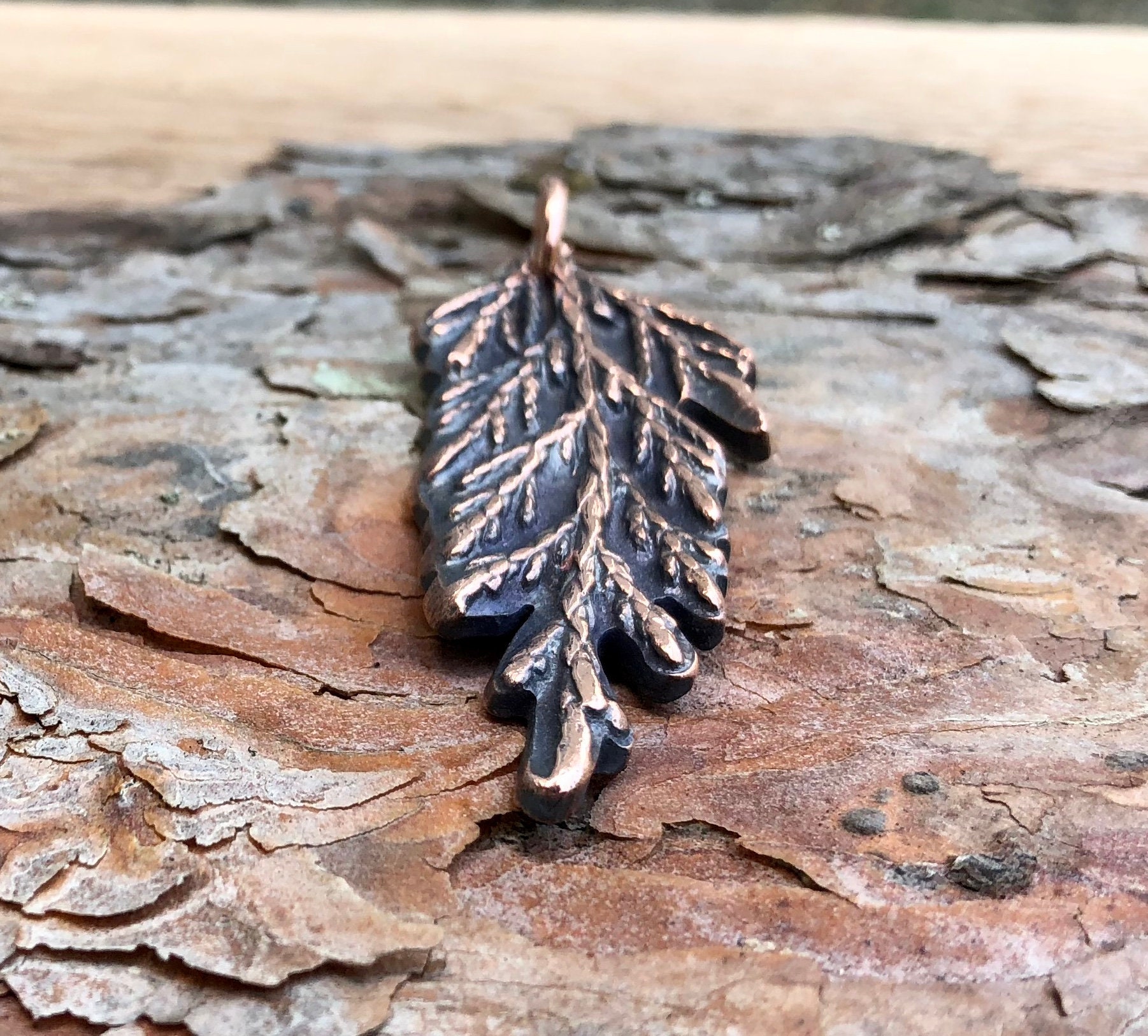 Copper Cedar Pendant, Juniper Branch