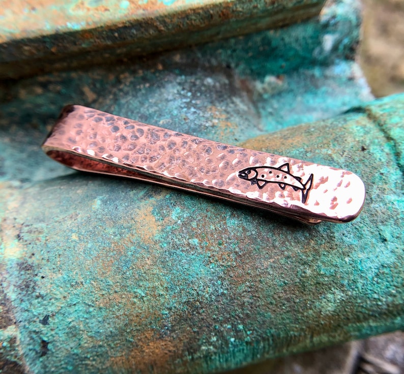 Copper Trout Tie Bar Fish Necktie Clip Rustic Fisherman | Etsy