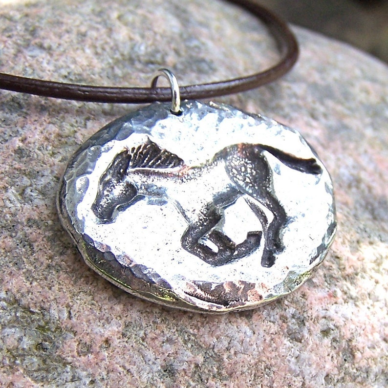Running Horse Pendant, Mustang Necklace, Rustic Horse Jewelry, Hand ...