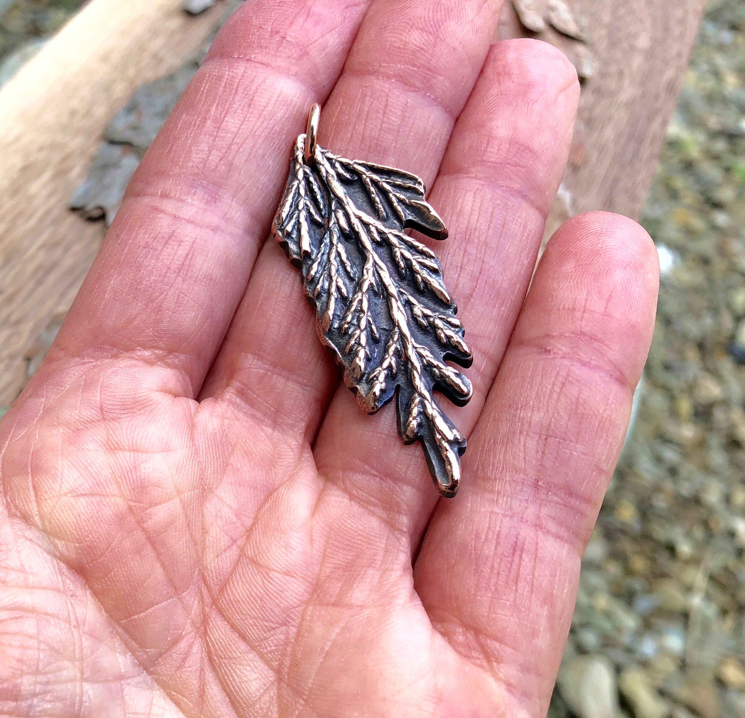Copper Cedar Pendant, Juniper Branch