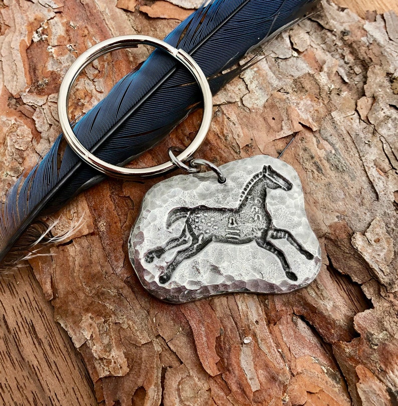 Spirit Horse Key Chain Running Horse Key Ring Hammered | Etsy