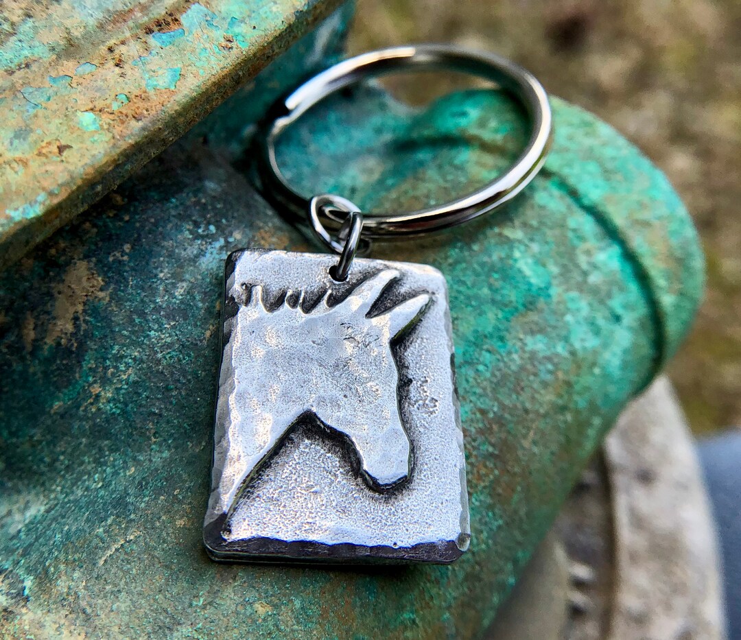 Donkey Keychain, Handmade Key Ring, Hand Cast Pewter, Hand Hammered ...