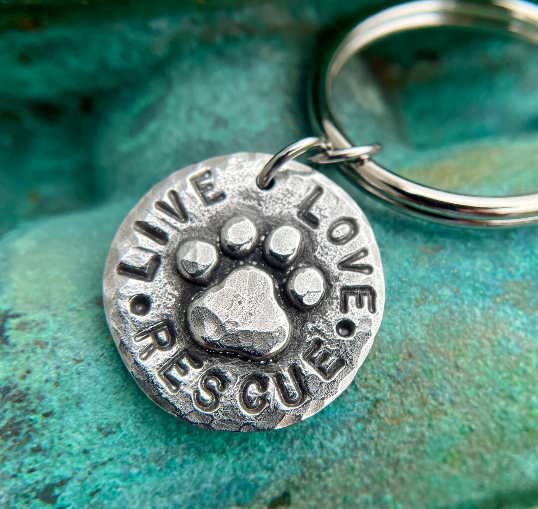 Live Love Rescue Keychain, Dog Lover Gift, Handmade Pewter Pet Parent Gift - Etsy