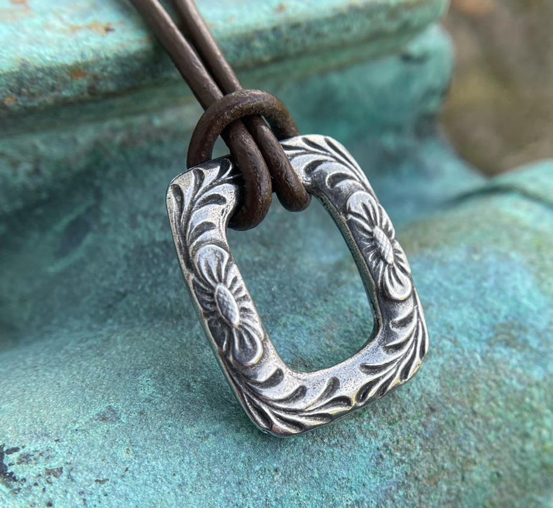 Floral Frame Necklace, Flower Border Pendant, Rustic Handmade Jewelry ...