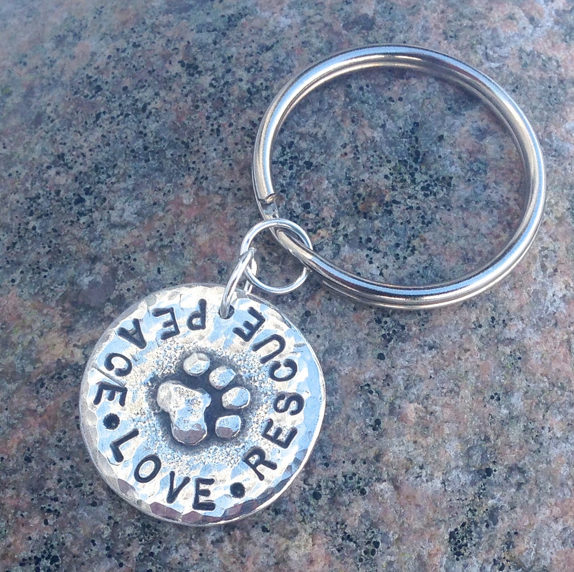Peace Love Rescue Keychain or Peace Love Adopt Key Ring - Etsy