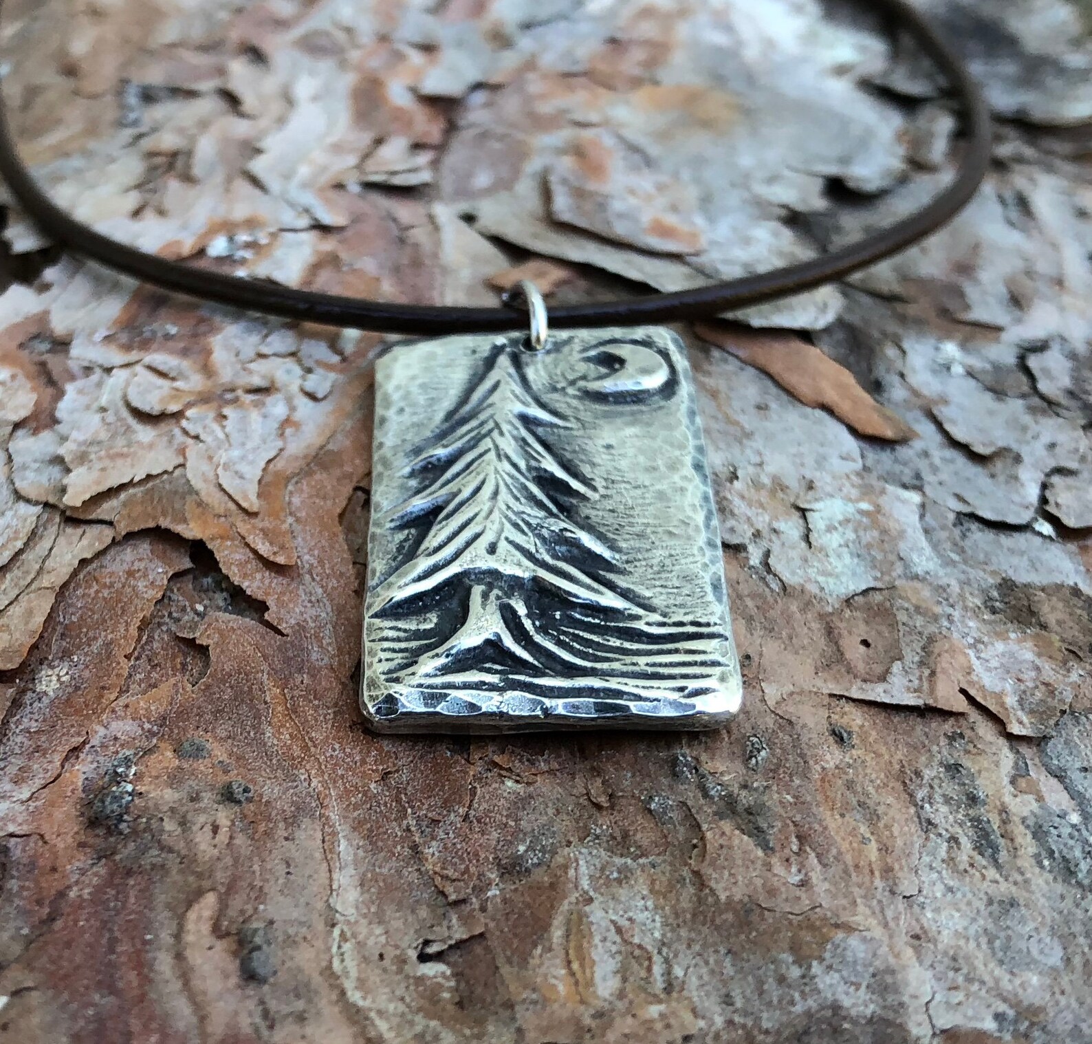 Pine Tree Necklace, Evergreen Pendant, Rustic Hand Cast Pewter, Outdoor ...