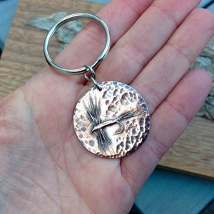 Copper Dry Fly Key Chain, Fly Fishing Key Ring, Gift for Fisherman ...