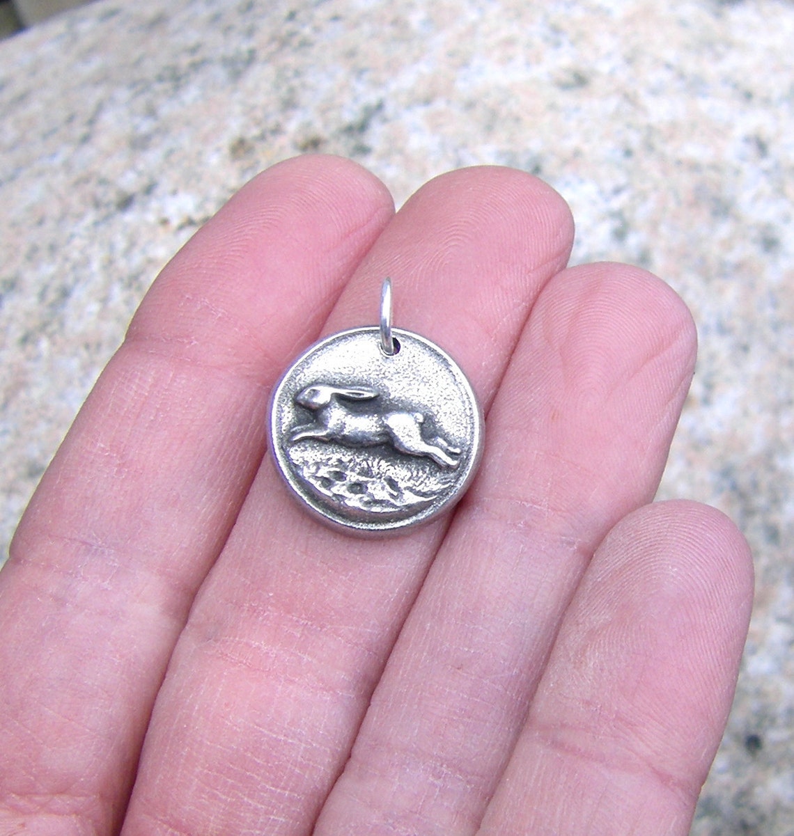 Running Rabbit Pendant Bunny Charm Rustic Jewelry Hand Cast - Etsy