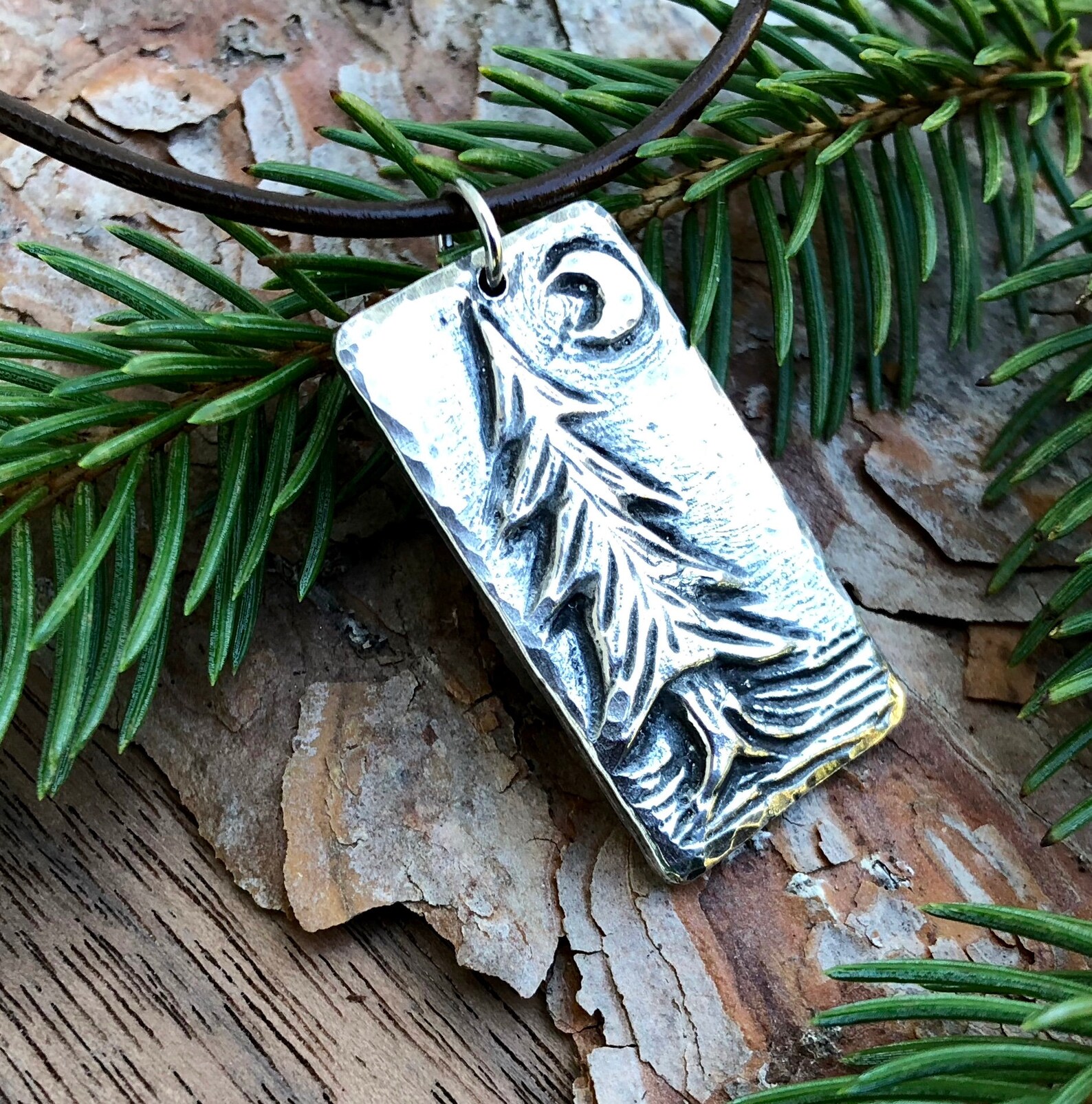 Pine Tree Necklace Evergreen Pendant Rustic Hand Cast | Etsy