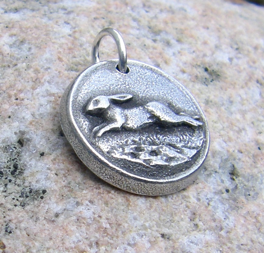 Running Rabbit Pendant, Bunny Charm