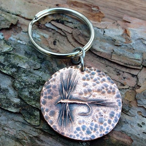 Copper Dry Fly Key Chain, Fly Fishing Key Ring, Gift for Fisherman ...
