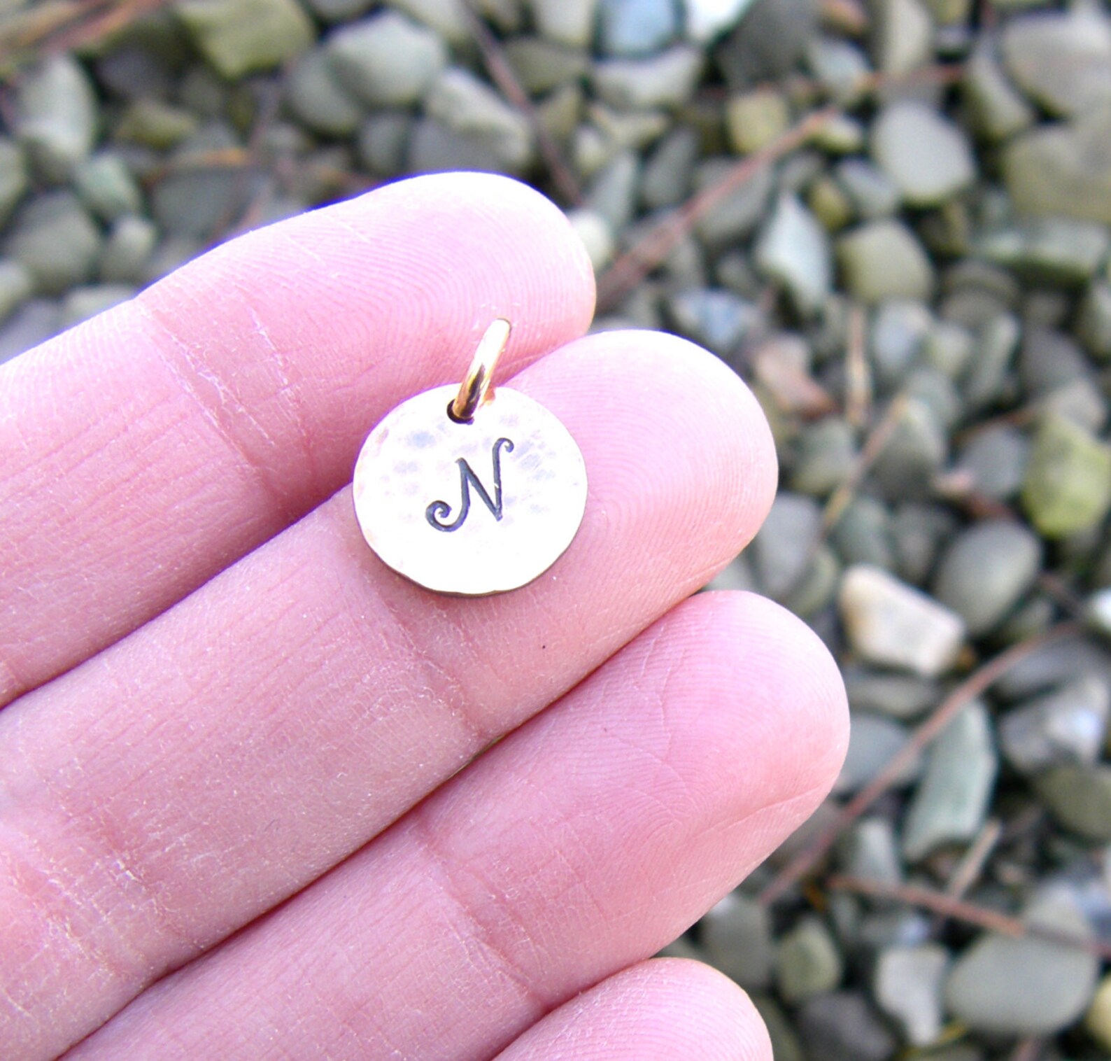 Personalized Copper Tag Charms, 1/2 Inch, Hand Stamped Letter, Custom ...