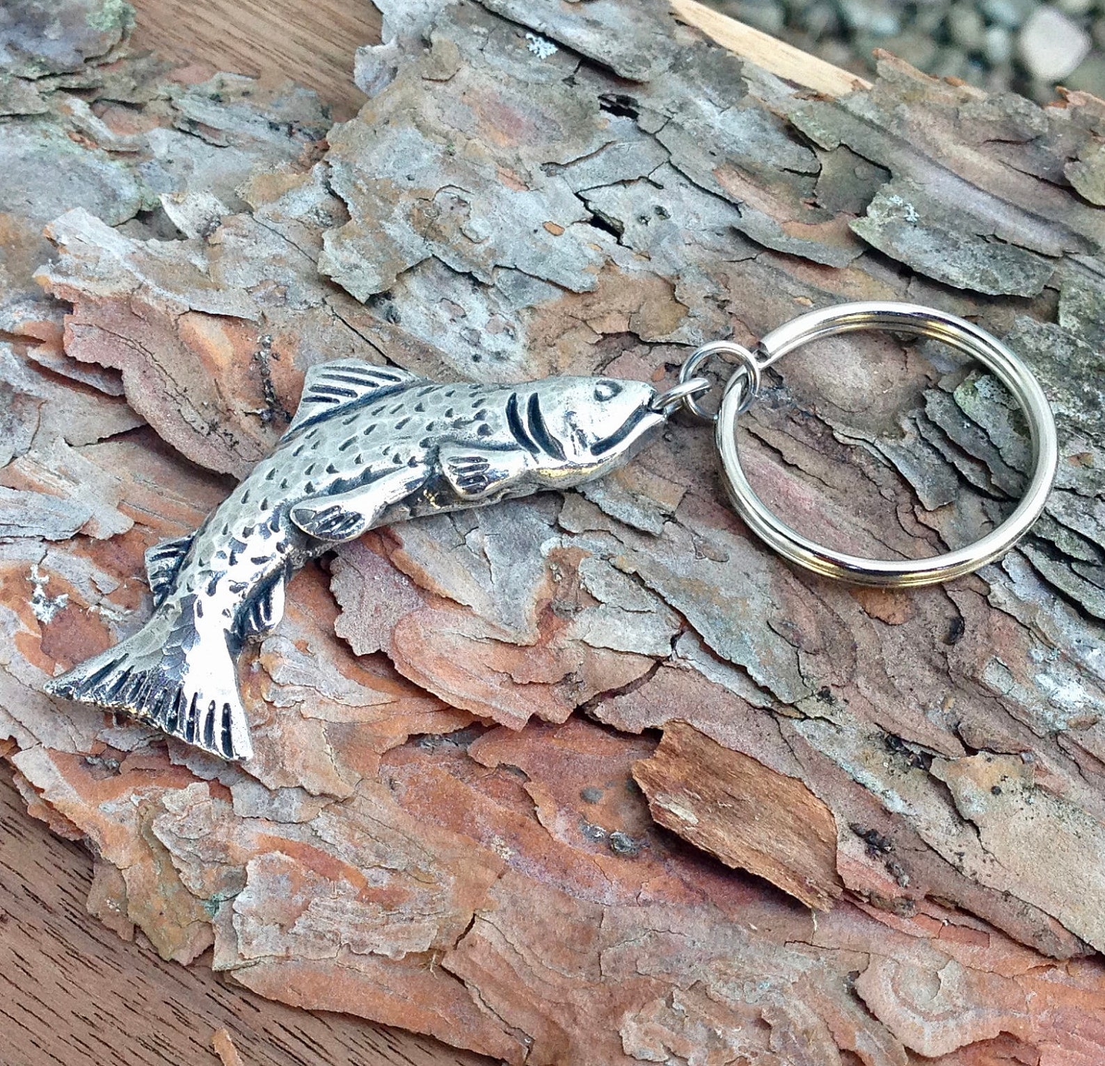 Trout Keychain, Handcast Pewter Fish, Fisherman Gift, Fly Fishing Gift ...