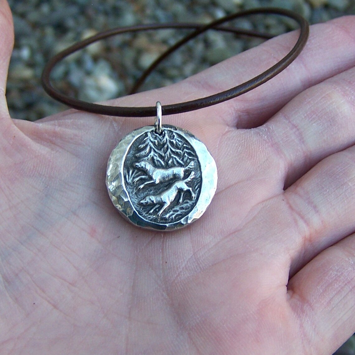 Two Dogs in the Woods Pendant Dog Necklace Rustic Jewelry | Etsy