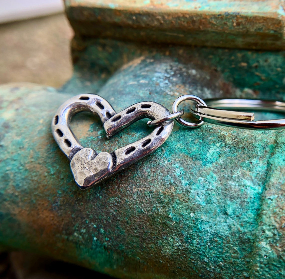 Horse Shoes and Heart Key Chain Rustic Accessory Key Ring - Etsy
