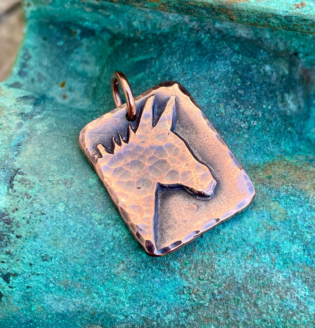 Copper Donkey Pendant, Mini Donkey Jewelry, Mule Silhouette, Rustic ...