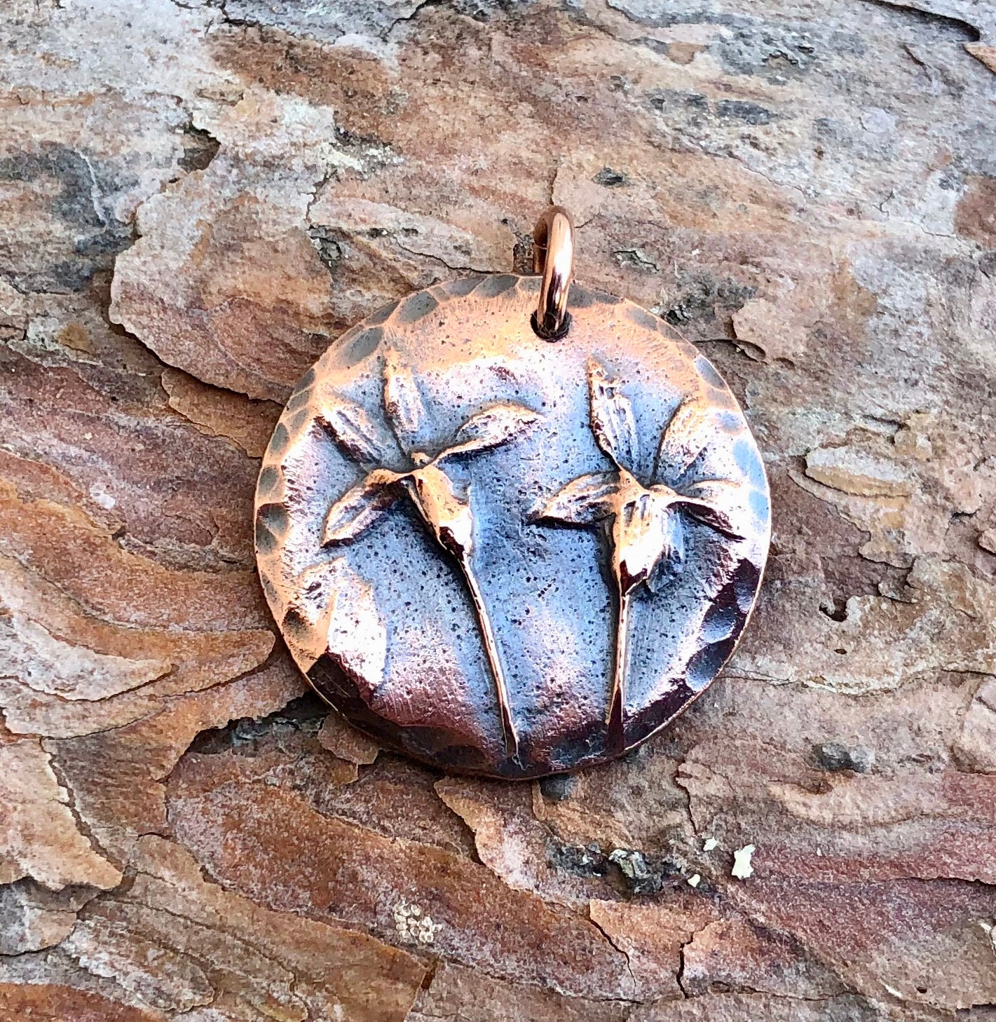Copper Spring Flower Pendant, Wildflower Nature Jewelry