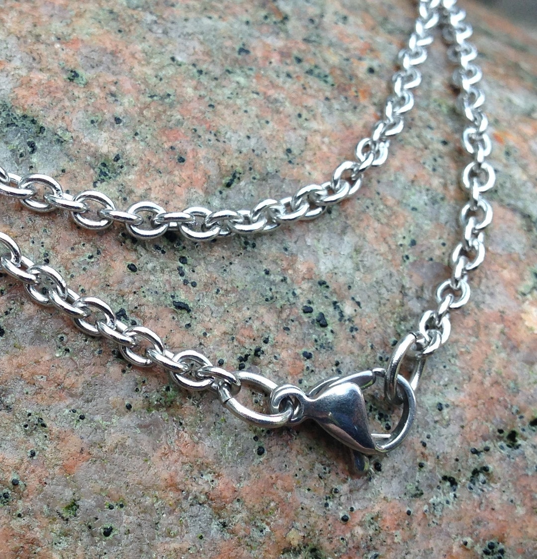 Stainless Steel Cable Chain 3mm, Finished Necklace Chain, 16 Inch, 18 ...