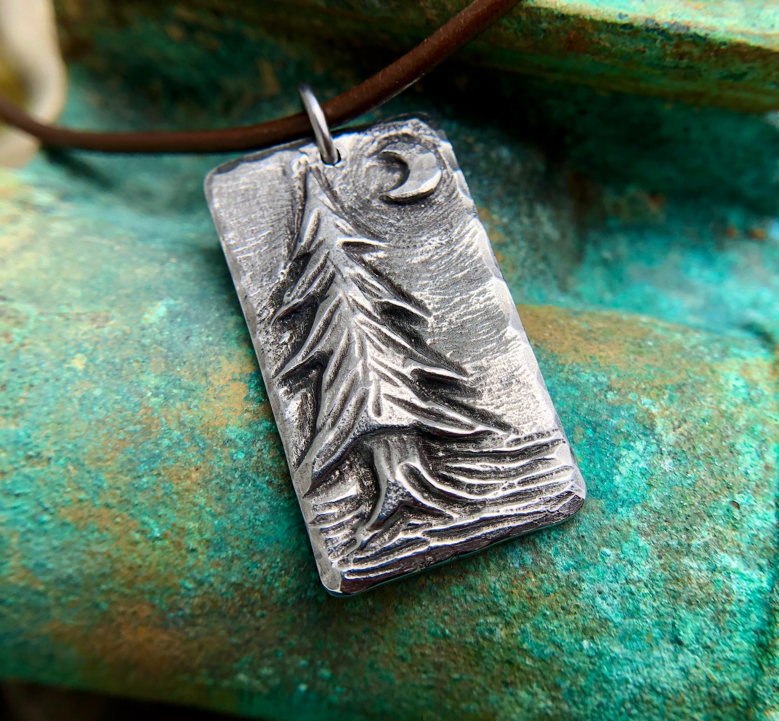 Pine Tree Necklace Evergreen Pendant Rustic Hand Cast | Etsy