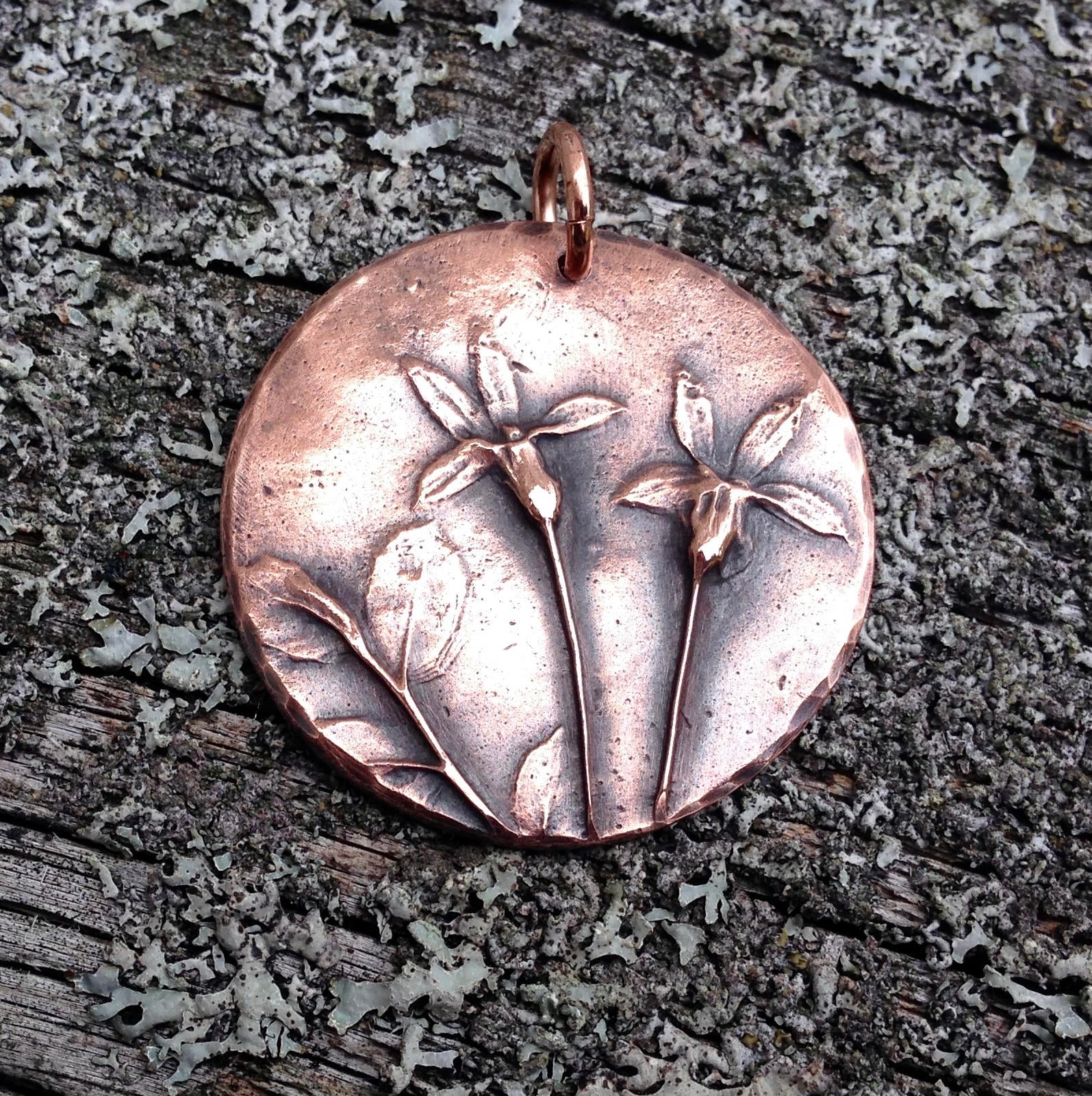 Copper Flower Pendant, Wildflower Nature Jewelry