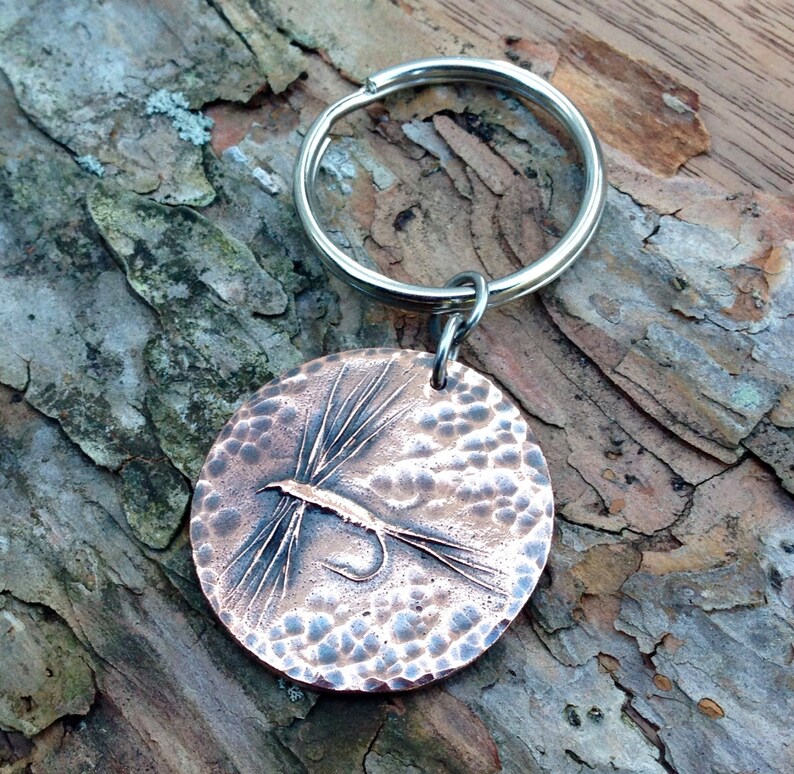 Copper Dry Fly Key Chain Fly Fishing Key Ring Trout Fishing - Etsy